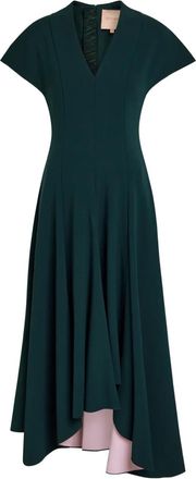 Roksanda Ilincic robe asym&eacute;trique Sapha &agrave; col v - Vert