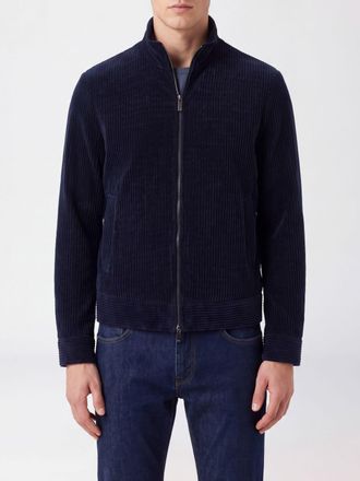 Emporio Armani Veste en velours stretch &agrave; col montant et fermeture zipp&eacute;e