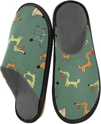 HMZXZ Pantoufles pour homme et femme, motif chien de dessin anim&eacute;, chaussons dint&eacute;rieur pour la maison, la chambre &agrave; coucher, les voyages, multicolore, 38.5