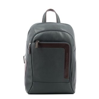 Piquadro Laptop-Rucksack aus Leder 14.0 Piquadro BLU/MARRONE