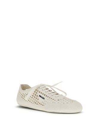 Prada Womens Crochet Sneakers Avorio Fabric