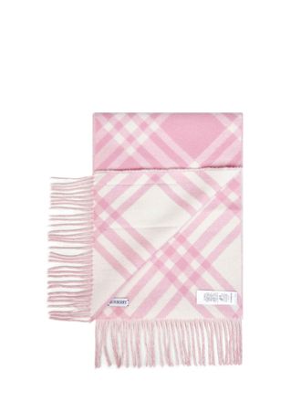 Burberry Womens Scarf Double-Face Check Cashmere Sugar Pink Scarfs