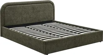Vente-Unique Letto Con Contenitore 200 X 200 Cm Tessuto Bouclette Verde - Fidozia