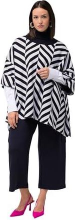 Ulla Popken Cape en Tricot à col roulé Jacquard Sweater, Bleu, 52 FR/58 FR Femme