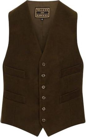 Walker and Hawkes Gilet en Peau de Taupe Amersham pour Hommes - Olive - S