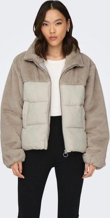 Only Steppjacke ONLWANJA - Jacke mit Plüschdetails und hohem Kragen regular fit, modisch, Web, Materialmix, hochschließend