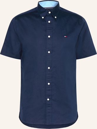 Tommy Hilfiger Kurzarm-Hemd Regular Fit Mit Leinen blau