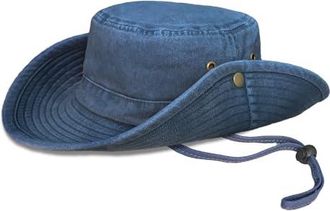 TOSKATOK UPF 50+ Chapeau de Brousse Unisexe en Coton de Style Australien Safari Outback avec Large Bord, mentonnière Amovible, Boutons-Pression latéraux et aér