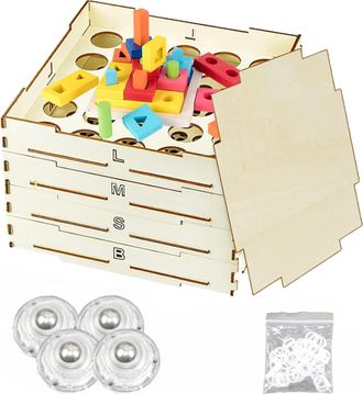 Generic Blocksortierer aus Holz - Sichter-Aufbewahrungsbox in 3 Gr&ouml;&szlig;en, stabiler Organizer-Koffer mit stapelbarem Design, praktische L&ouml;sung zum Sortieren von 