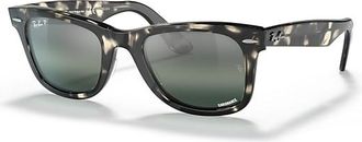 Ray-Ban Original Wayfarer Chromance Sonnenbrillen Grau Fassung Silber Glas Polarisiert 50-22