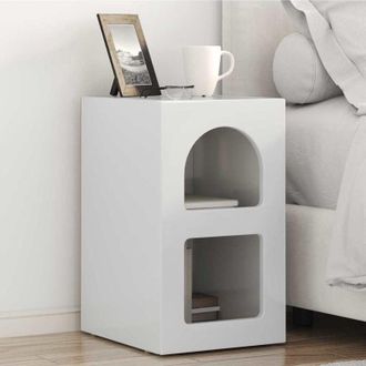 vidaXL vidaXL Table de chevet 2 pcs Blanc brillant 29,5 x 33,5 x 50 cm