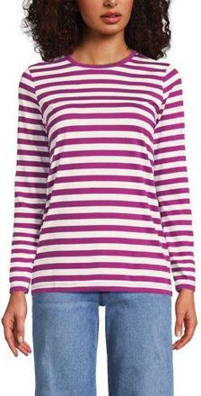 Lands End Supima-Shirt, Langarm, Damen, Größe:40-42 regular, Pink, Baumwolle, by Lands End