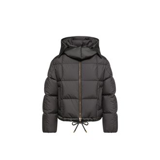 Moncler Moncler Doudoune &Agrave; Matelassage Carr&eacute; &Agrave; Capuche Legerete, Femme, Noir, Taille: 00