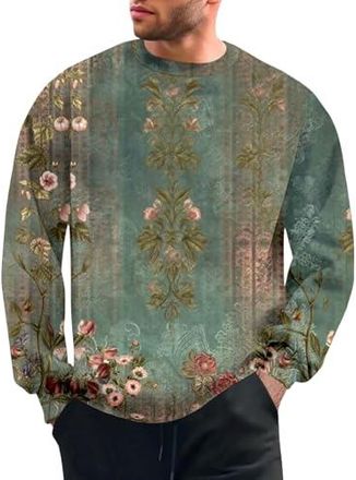 Generic Pull à col rond pour homme - Mode printemps et automne - Décontracté - Manches longues - Couleur unie - T-shirt à manches longues - Sweat-shirt dhiver