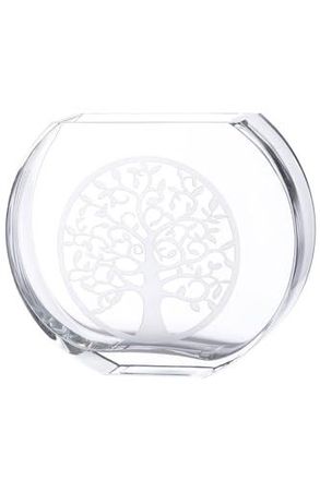 GILDE GLAS art Deko Vase Blumenvase aus Glas - mit Lebensbaum Motiv - Moderne Dekoration Wohnzimmer Geschenk für Frauen- Farbe: transparent Höhe 23 cm
