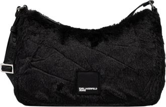 Karl Lagerfeld Femme, Sacs, Noir, Taille: ONE Size Petit Sac Bandouli&egrave;re en Fausse Fourrure