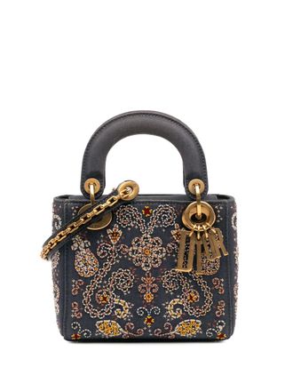 Dior mini sac à bandoulière Lady Dior en jean (2017) - Bleu