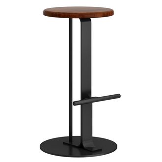 Generic Barhocker aus Massivholz mit Fu&szlig;st&uuml;tze, runde K&uuml;chenhocker, Stabiler Stuhl mit Eisengestell f&uuml;r Esszimmer, Caf&eacute;, Pub oder Restauranttheke