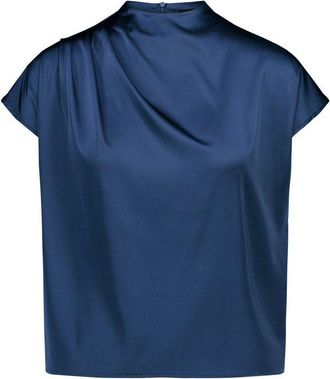 Zero Satinbluse Damen mit Kragen