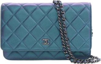 Chanel Portefeuille sur cha&icirc;ne Pre-owned - Femme - Pre-owned - Bleu - Taille: ONE Size
