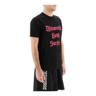 Dsquared2 Goth Surfer T-Shirt mit Buchstabenprint - - Tops - Herren - Schwarzk - M