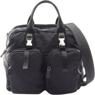 Prada Sac Boston en nylon et cuir Saffiano Pre-owned - unisex - Pre-owned - Noir - Taille: ONE Size
