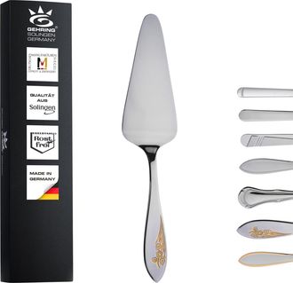Gehring Gehring Solingen Flower Tortenheber dekorvergoldet I Kuchenheber f&uuml;r Pizza und Geb&auml;ck, Lasagne, Quiche aus Edelstahl 18/10 I sp&uuml;lmaschinengeeignet I M