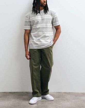 Calvin Klein Jeans Pantalon chino baggy en serg&eacute; de coton - Kaki-Vert