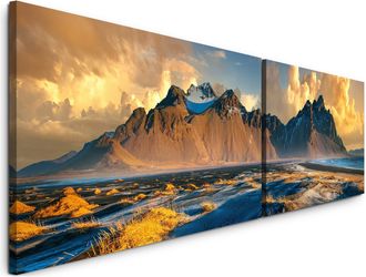 Paul Sinus Art Island berge 180x50cm - 2 Wandbilder je 50x90cm - Kunstdrucke - Wandbild - Leinwandbilder fertig auf Rahmen