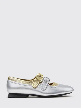 Camper Zweifarbige Casi Myra Mary-Jane-Ballerinas aus laminiertem Leder mit Doppelriemen