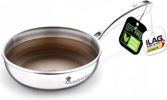 Masterpro Giro 3 - Antihaft-Pfanne, 28 cm - Mit dreifacher Schicht aus Edelstahl und Aluminium - Mit ergonomischem Griff - Für alle Herdarten geeignet