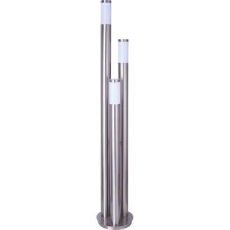 ETC Shop Wegeleuchten Außen Edelstahl LED Stehleuchte Außen groß, Gartenleuchte 170 cm 3 silberne Säulen,3x 9Watt 3x 806lm warmweiß,D 28 cm