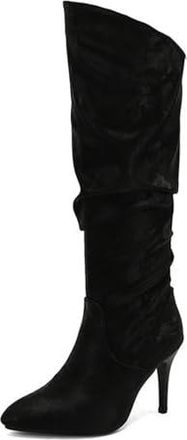 Generic Noir,38 EU,Bottes Hautes pour Femmes, Bout Pointu, Talon Aiguille, Bottes Hautes, à Enfiler, Mode, Daim, Bottes Longues dautomne