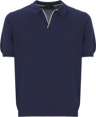 Fay Homme, Tops, Bleu, Taille: L Polo Bleu avec Col et Manches Courtes