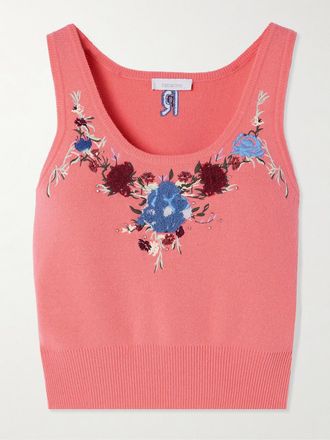 Paco Rabanne Verk&uuml;rztes, &Auml;rmelloses Oberteil Aus Einer Woll-kaschmirmischung Mit Stickereien Und Kristallen - Pink