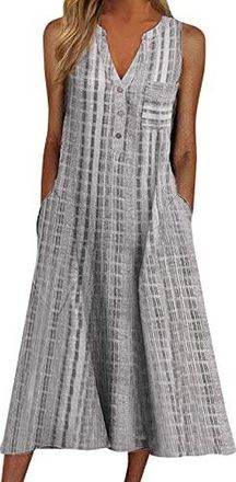 Generic 2026 Robes amincissantes pour femmes robe ray&eacute;e couleur claire sangle suspendue grande ouverture dos long slim fit europ&eacute;en et v&ecirc;tements, gris, XL