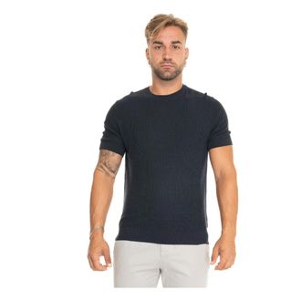 HUGO BOSS Kurzarm Rippenstrickpullover - - Knitwear - Herren - Blau - 2XL