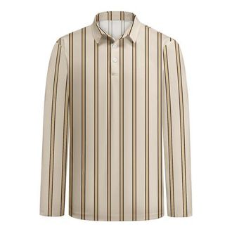 AlltheMen Imprim&eacute; Floral Chemise Hommes Polo d&eacute;contract&eacute;e &agrave; Manches Longues Hawa&iuml;enne Shirt pour Plage Vacances Beige XXL