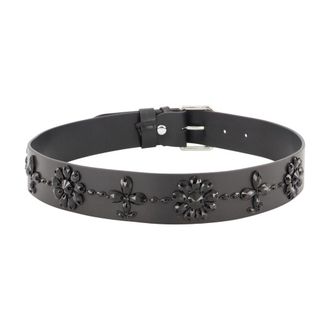Simone Rocha Embroidered Calfskin Belt - Black