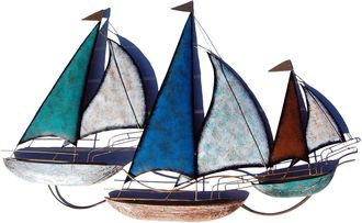 Seestern Sportswear SEESTERN Segelboote Metall/Holz Wand Deko Verzierung H&auml;nge Wand Dekoration 82cm /FBA_2101