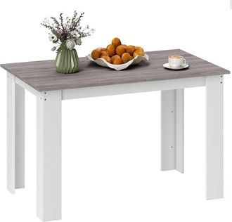HOMCOM Table &agrave; Manger rectangulaire pour 4 &agrave; 6 Personnes, Table de Cuisine, 120 x 69 x 75 cm, Style Moderne, Pieds triangulaires Plus Stable, Gris