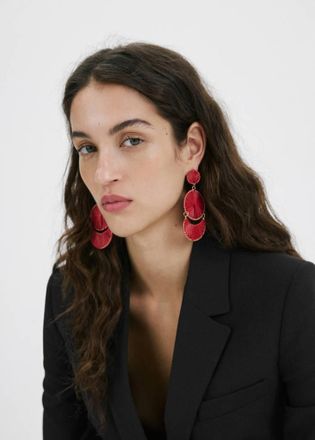 Mango Boucles doreilles pendantes design circulaire rouge - Femme - Taille unique - MANGO