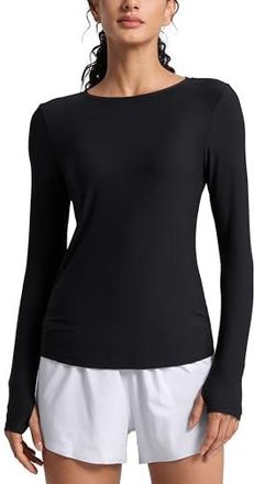 CRZ YOGA Hauts Dentraînement à Manches Longues Cloudweight pour Femmes Chemisiers Basiques Légères Noir 44