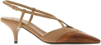 Miu Miu Colorblock Vitello Leather Slingback Heel - Brown