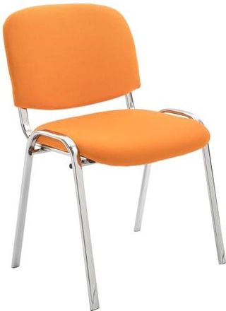 Clp Chaise de conf&eacute;rence Ken Chrom en tissu I Chaise de bureau empilable sans roulettes avec base en m&eacute;tal I Couleur : orange