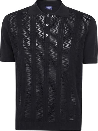 Drumohr Homme, Tops, Noir, Taille: XL Polo Maille Manches Courtes
