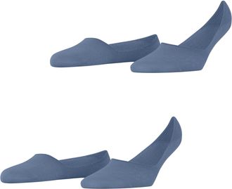 Burlington Damen Füßlinge Everyday Multipack W In Baumwolle unsichtbar einfarbig 2 Paar, Blau Sky Blue 6876, 41-42