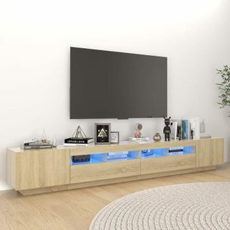Nova skm Meuble tv avec lumi&egrave;res led Ch&ecirc;ne sonoma 260x35x40 cm