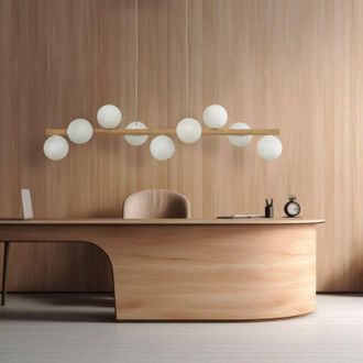 Luminosa Light Designs TK Lighting ESTERA WOOD 5906 Pendelleuchte Wei&szlig; 125 cm