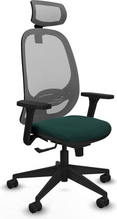 Piqueras y Crespo B&uuml;rostuhl mit 3D-Armlehnen, h&ouml;henverstellbare Lendenwirbelst&uuml;tze und Kopfteil, h&ouml;henverstellbar und neigbar, Grau/Flaschengr&uuml;n